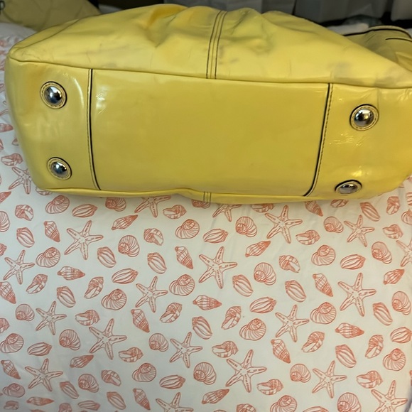 Coach | Bags | Coach Yellow Patent Leather Pocketbook Some Markings On ...
